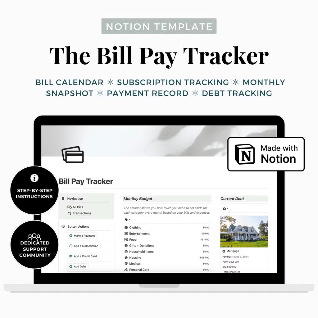 Notion Bill Pay Tracker – KB Creative Shop